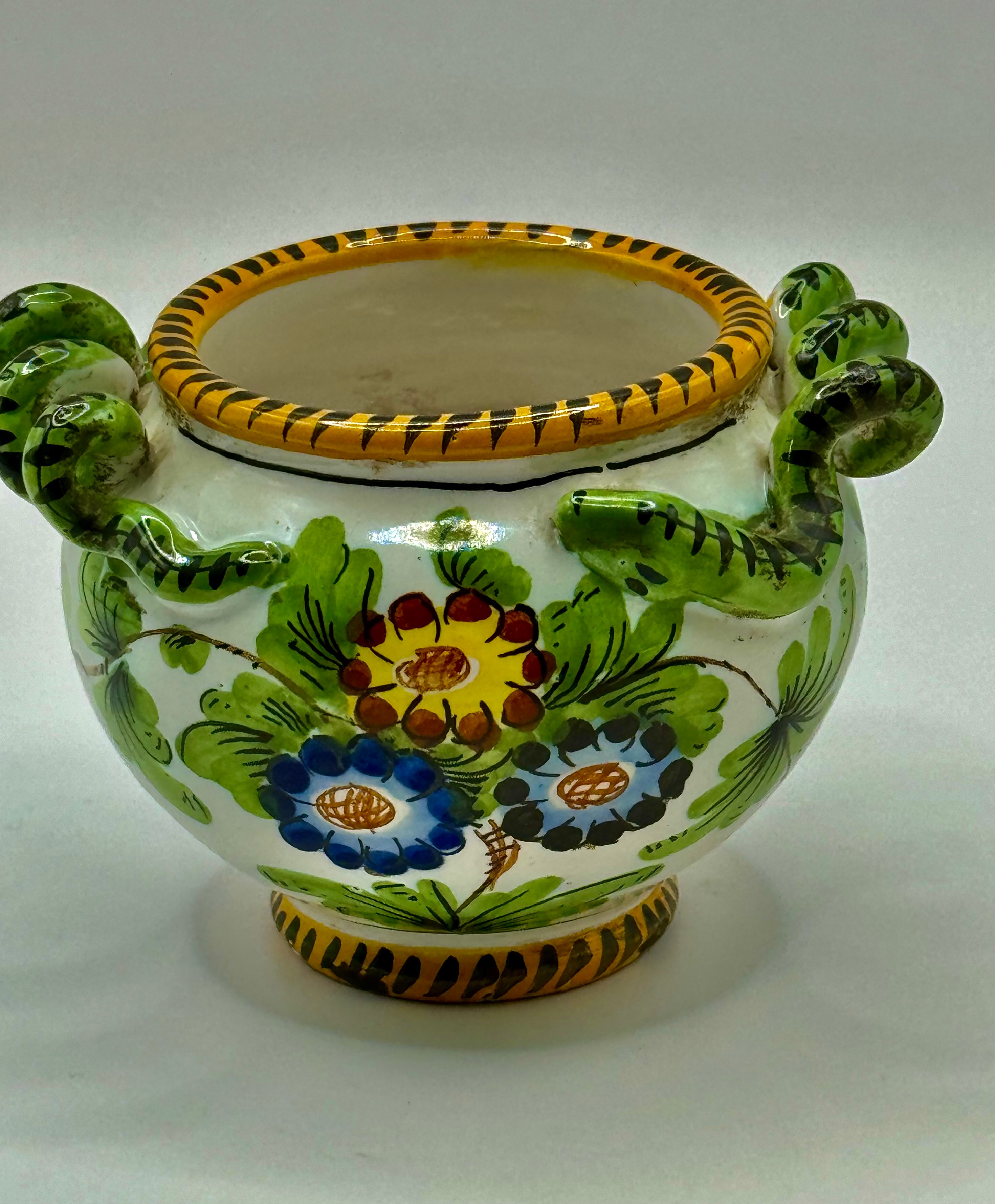 Vintage Italian Hand Painted Floral Ceramic Planter, Vintage Folk Art ...