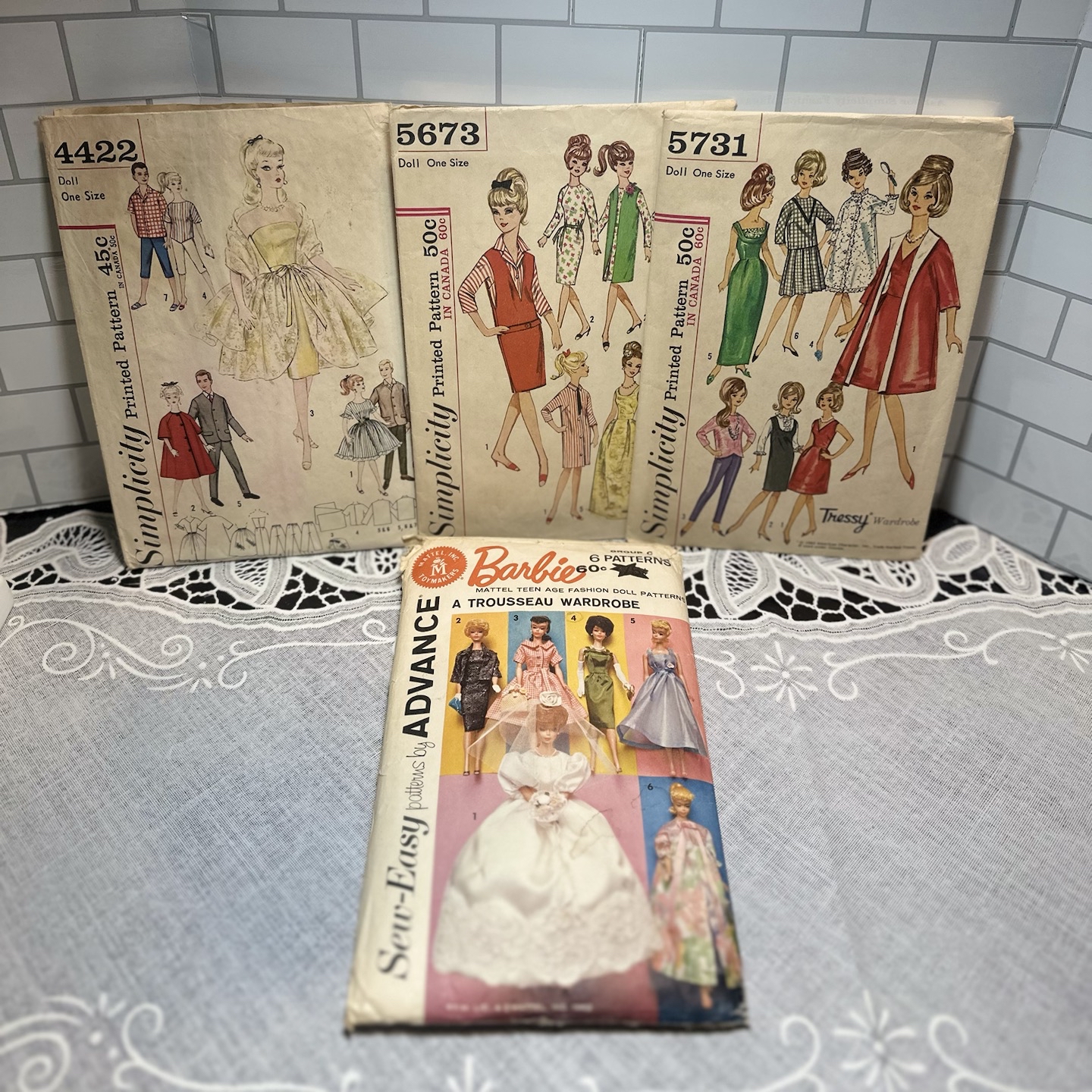 4 Vtg 1962 1964 Barbie Tressy Patterns Advance Trousseau & Simplicity ...