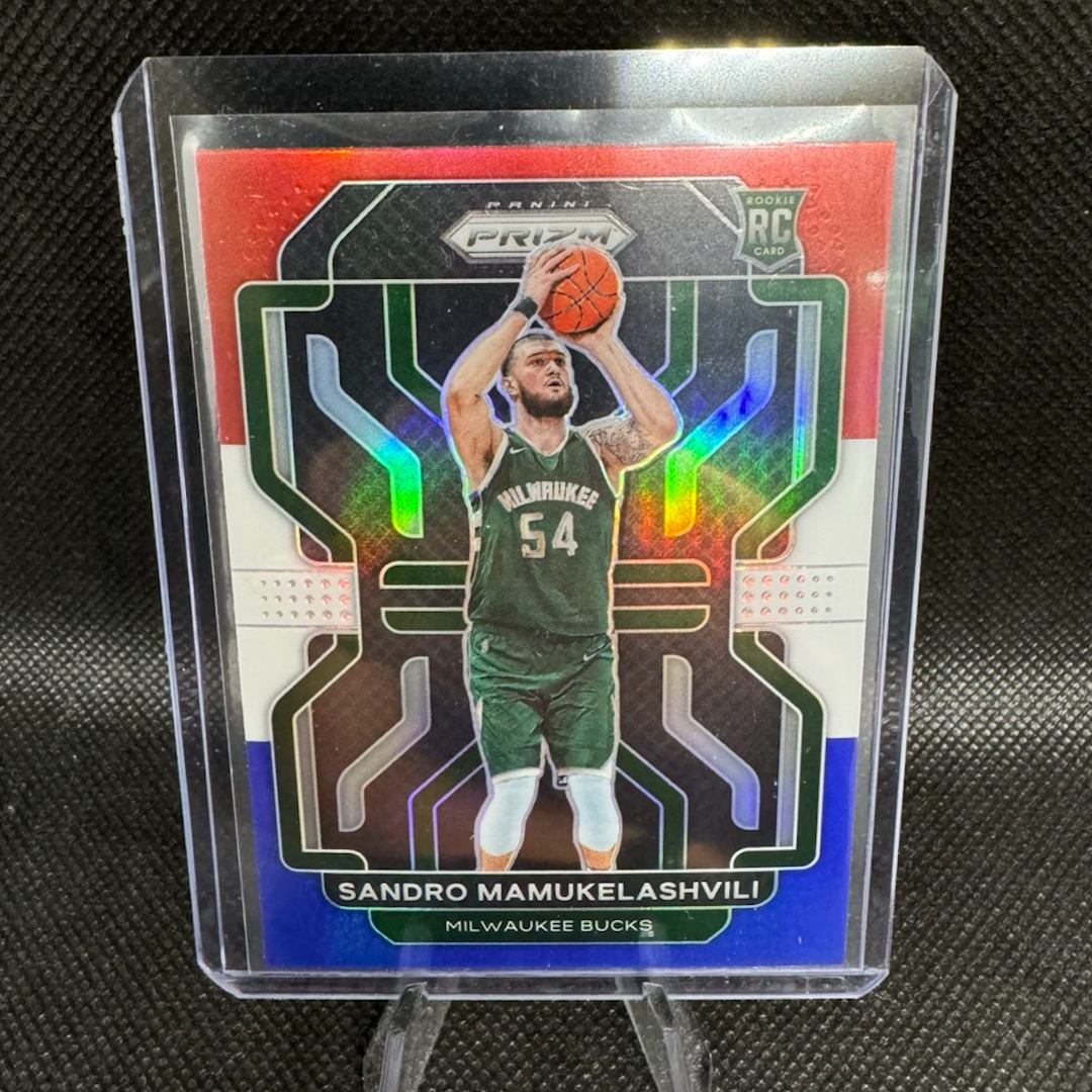 Sandro Mamukelashvili 2021-22 Panini Prizm RWB Refractor Milwaukee Bucks