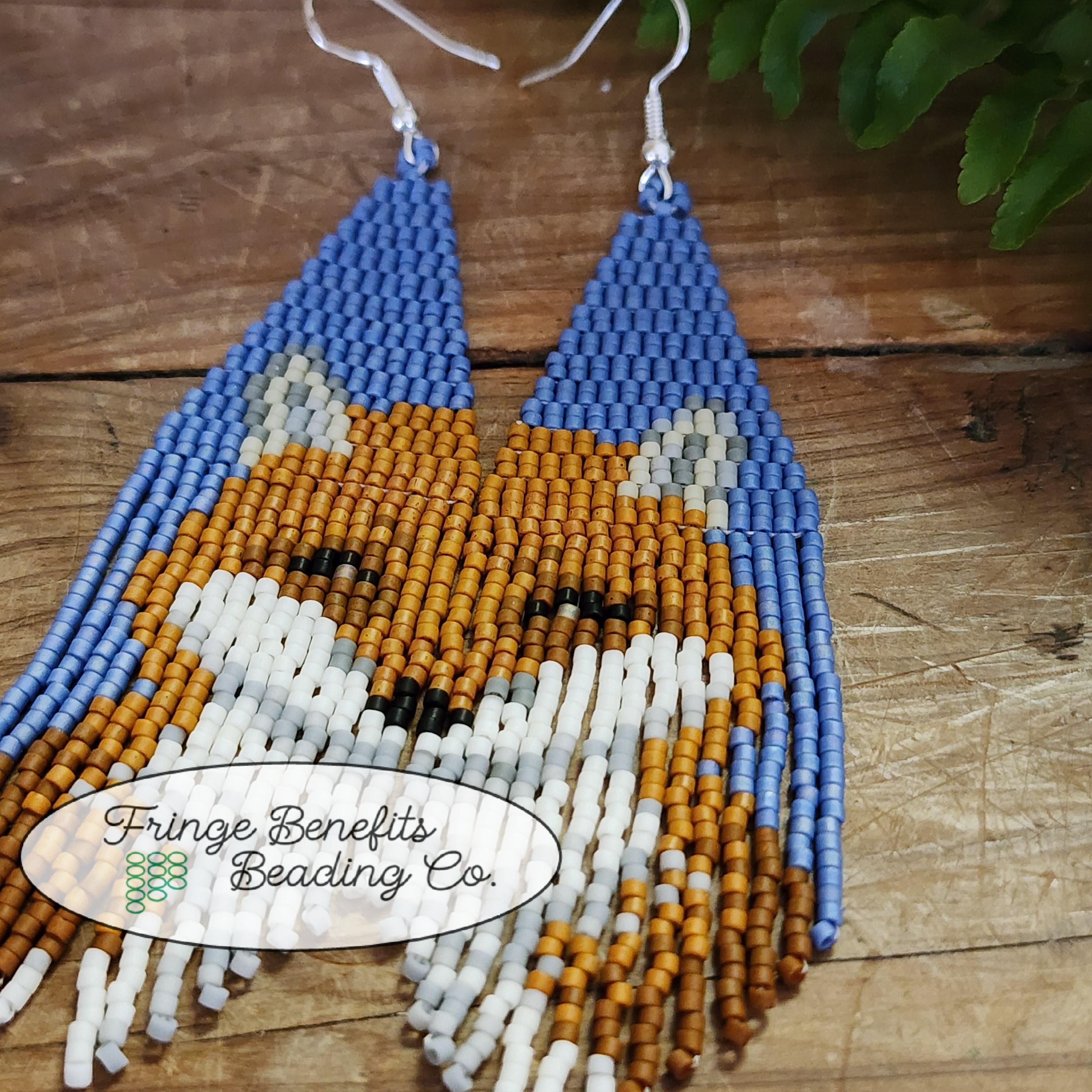 Hand-Beaded "Chonky" Fox Fringe Earrings - .925 Ear Wires