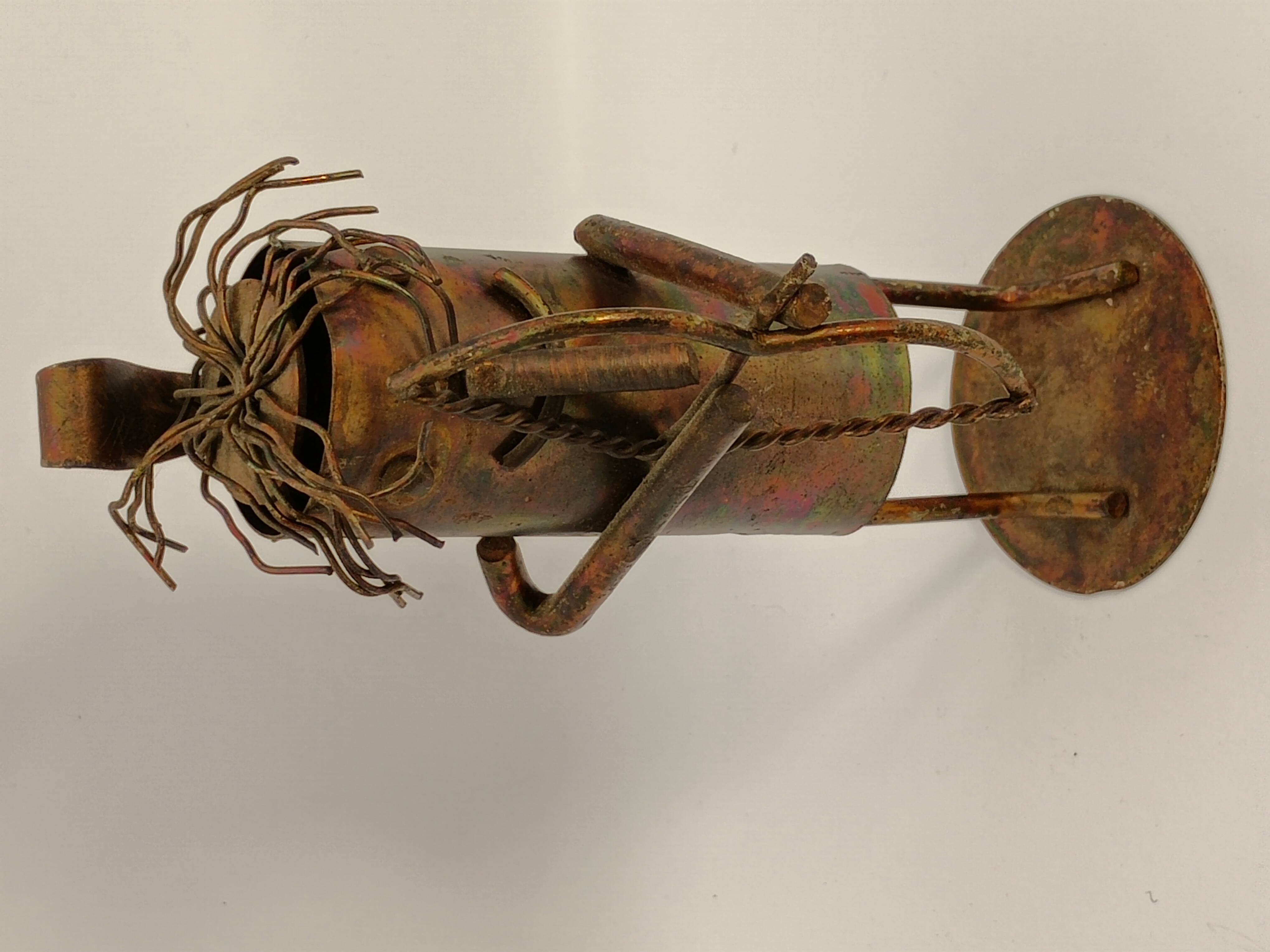 Vintage made in Hong Kong Copper Metal Archer Figurine with Bow and Arrow.