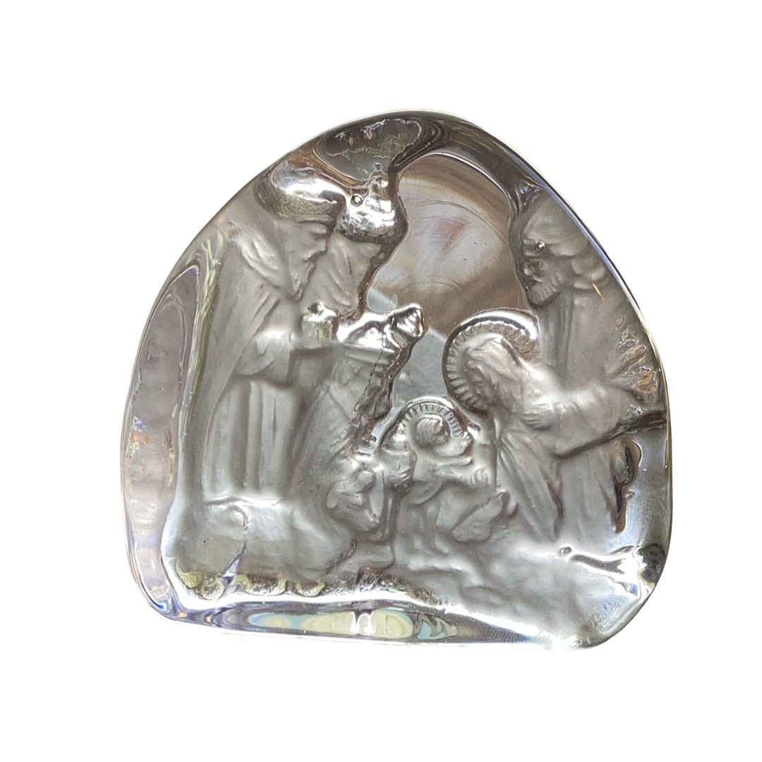 Crystal Nativity Scene With Three Wisemen Paperweight