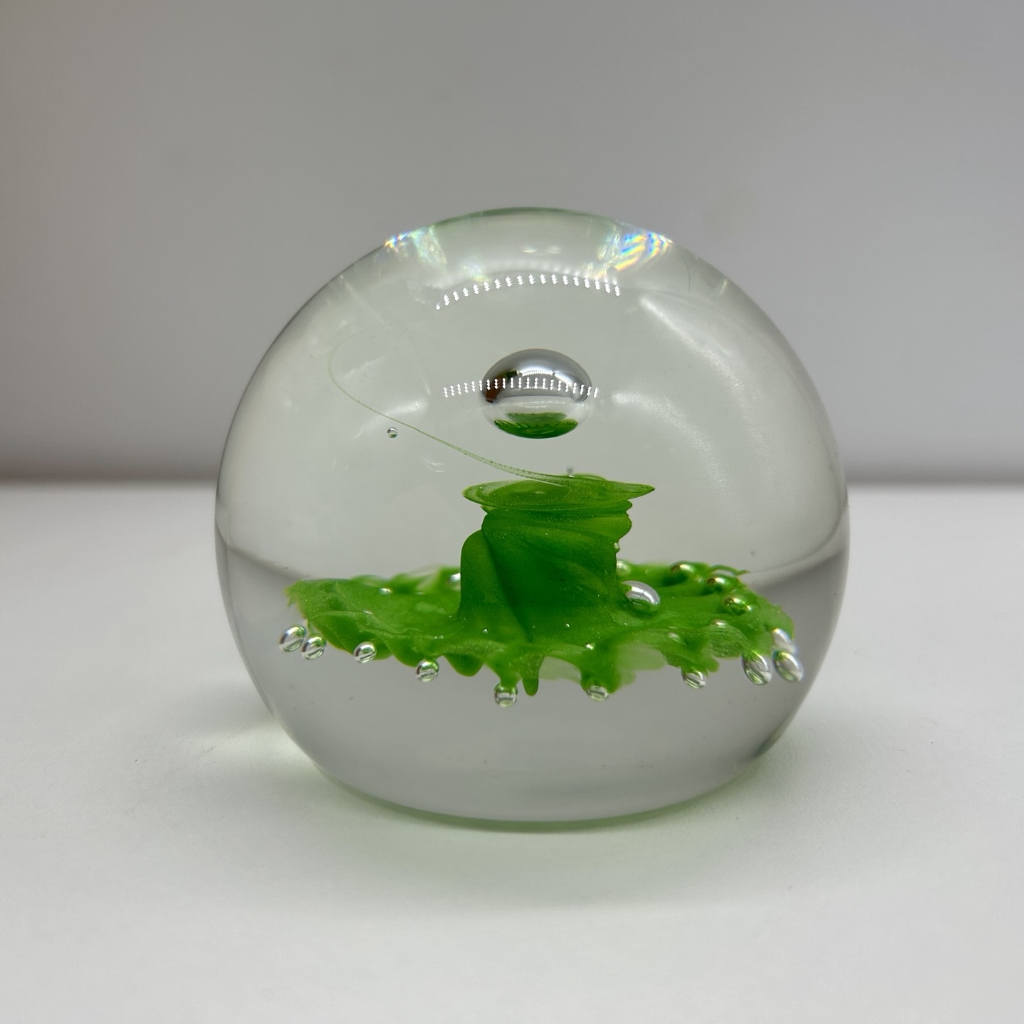 Mid Century Sentinel Green Caithness Glass Paperweight