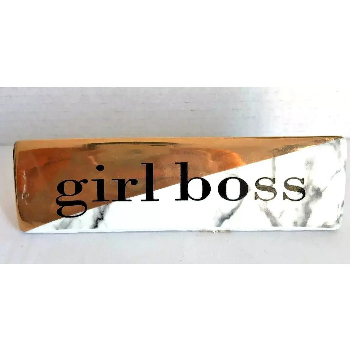 Girl Boss Desk Accessory Sign Paperweight Plaque Office Décor Gold ...