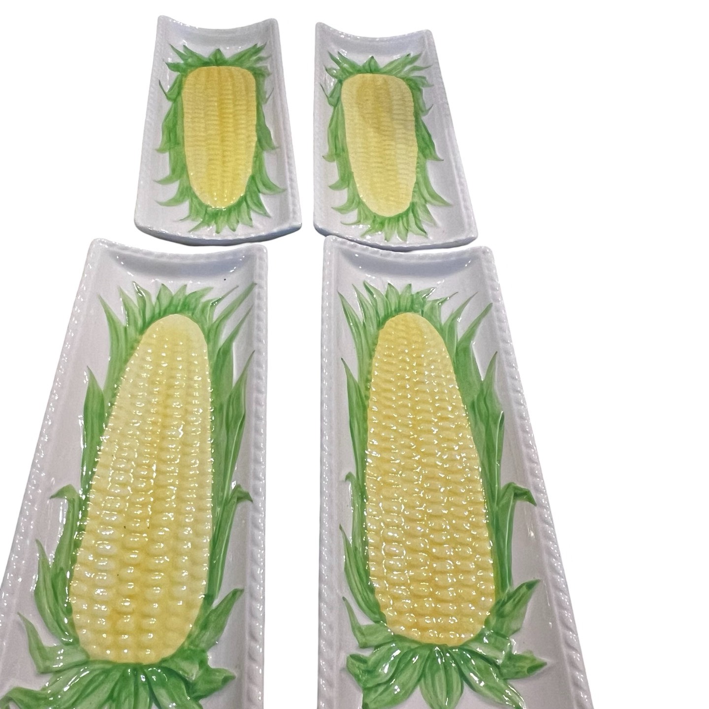 016 vintage set farmhouse, ceramic corn on the cob holders