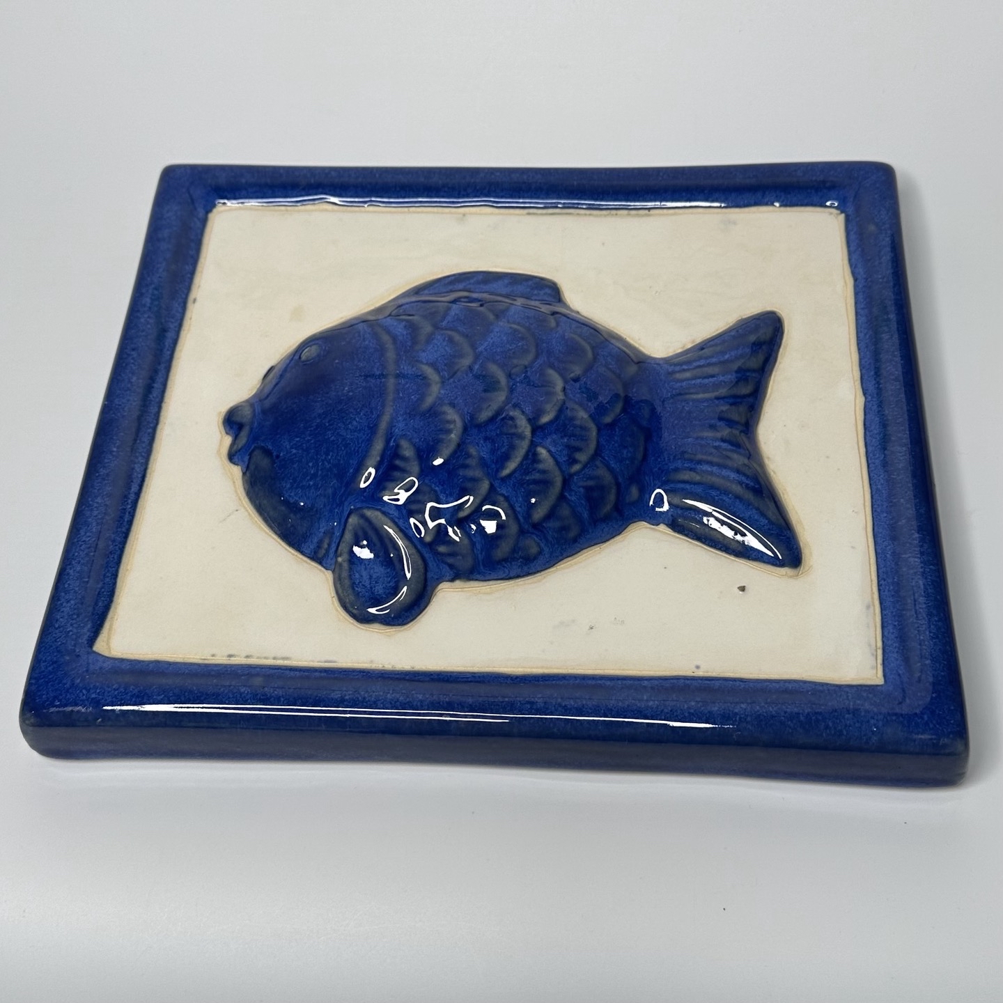 Handcrafted Blue Ceramic Fish Plaque