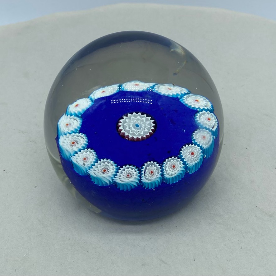 #601 Art Glass Paperweight With Multicoloured Millefiori Canes