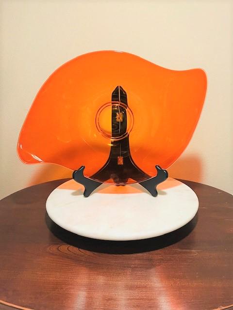 Viking Large Glass Console Plate Stingray Shape Epic Persimmon Orange ...