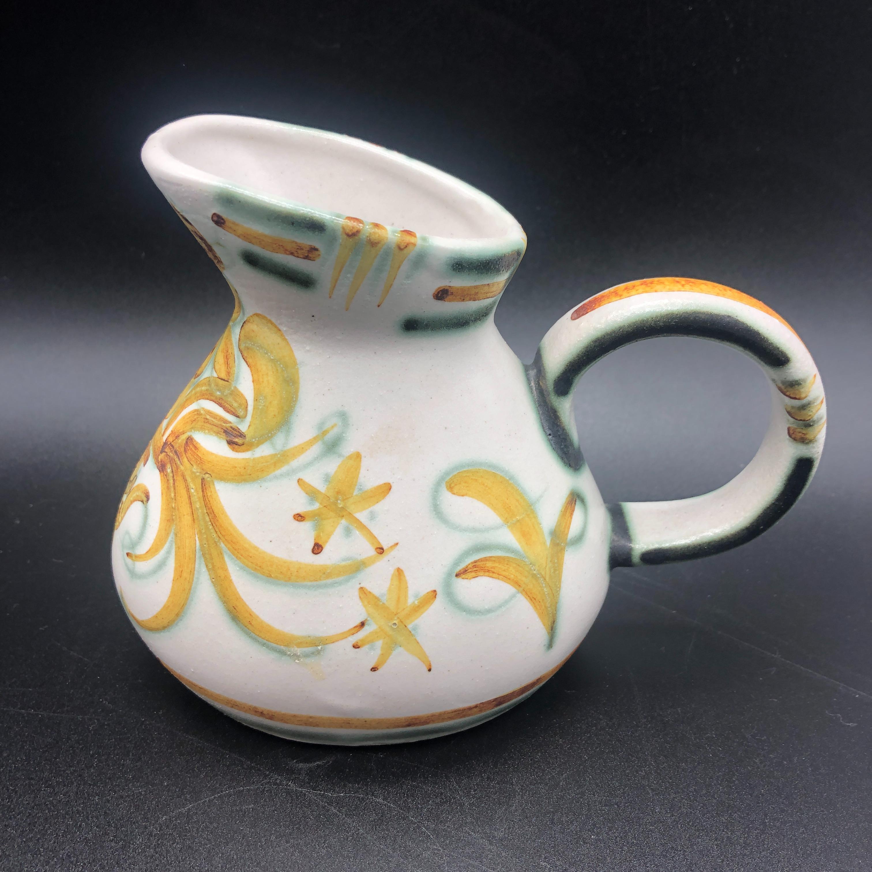 Vintage Keraluc Quimper Stoneware Pottery Pitcher