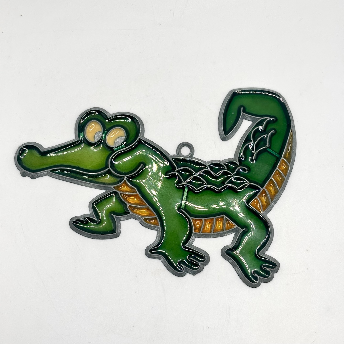 Vintage 1980/90’s Crocodile Alligator Stained Glass Suncatcher 4.5”
