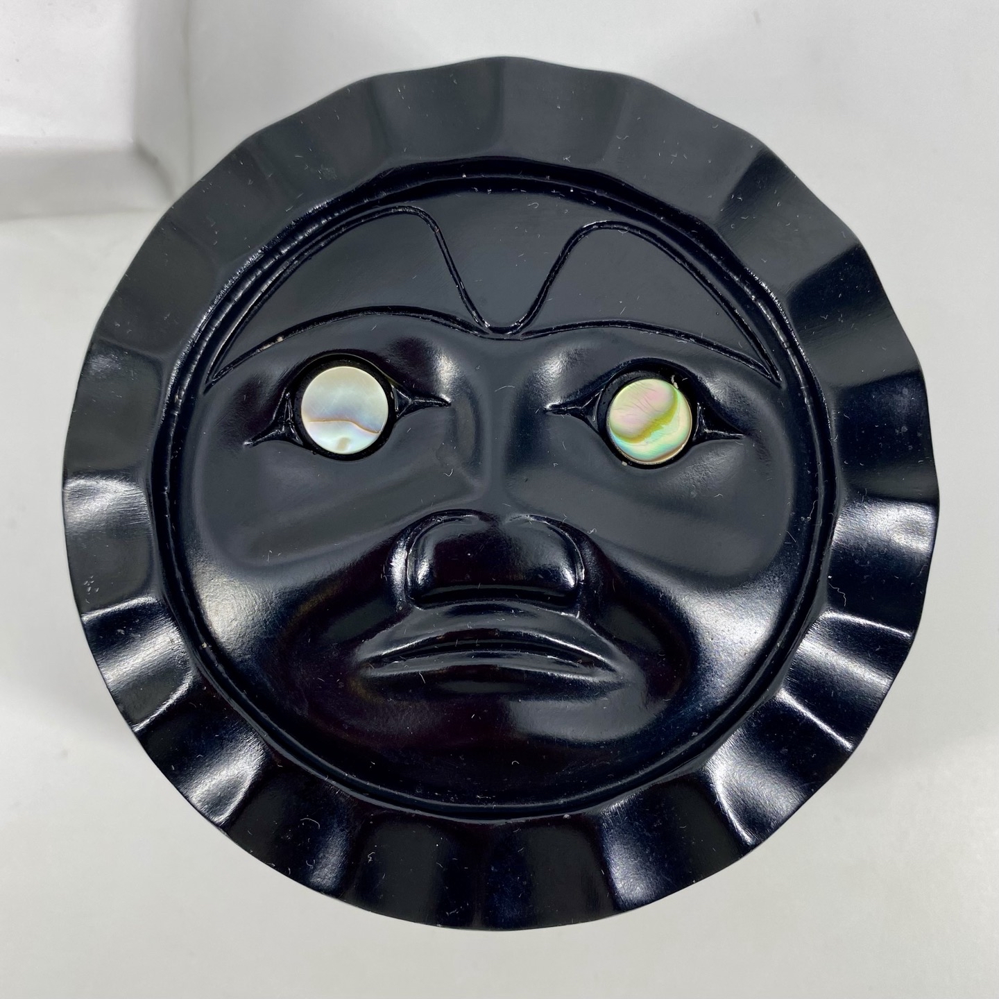 HANDCRAFTED Lidded INUIT Trinket BOX for PEARLITE w/ABALONE EYES First ...