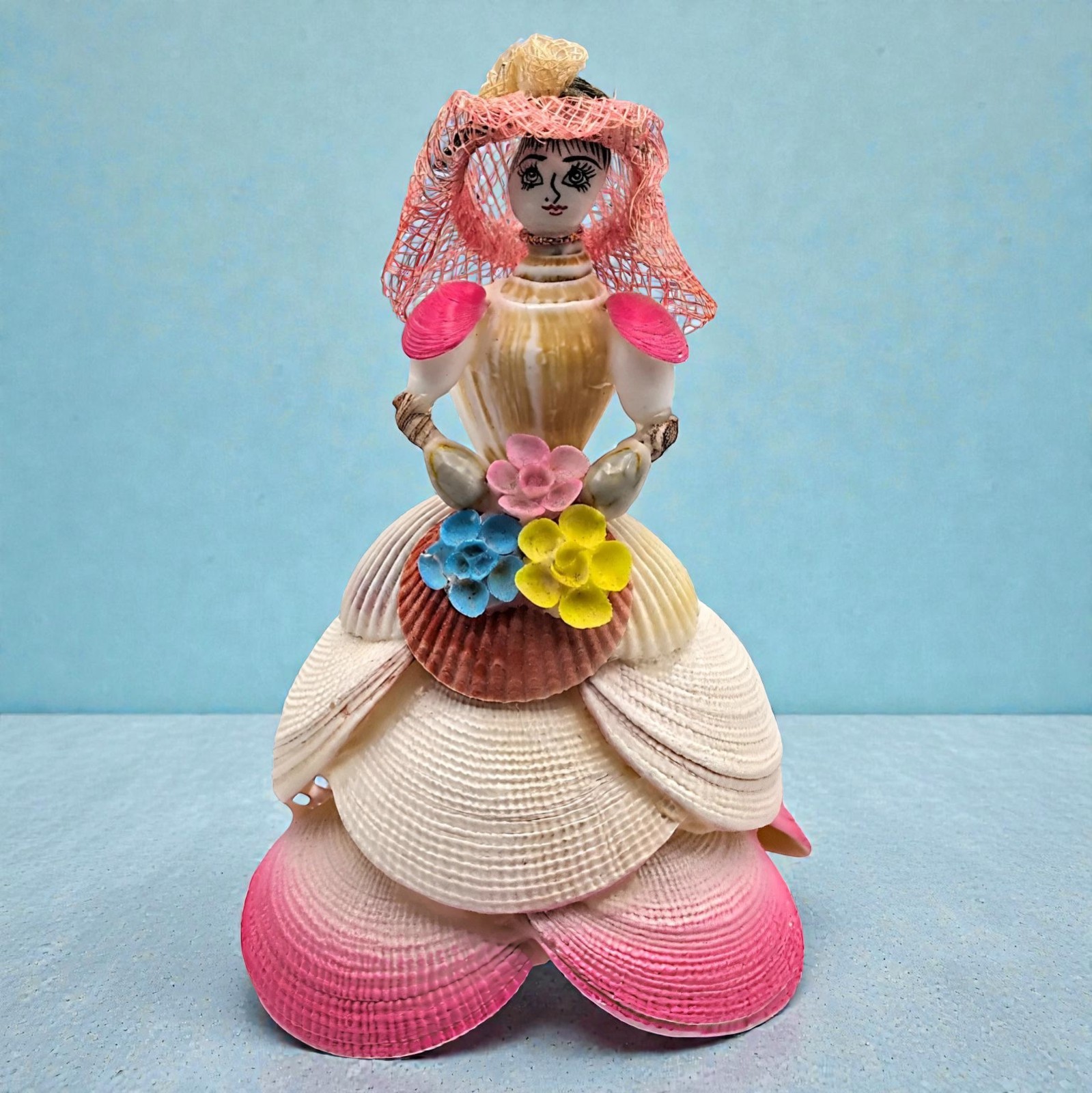Vintage Seashell Southern Belle Doll Made From Seashells In The Philippines