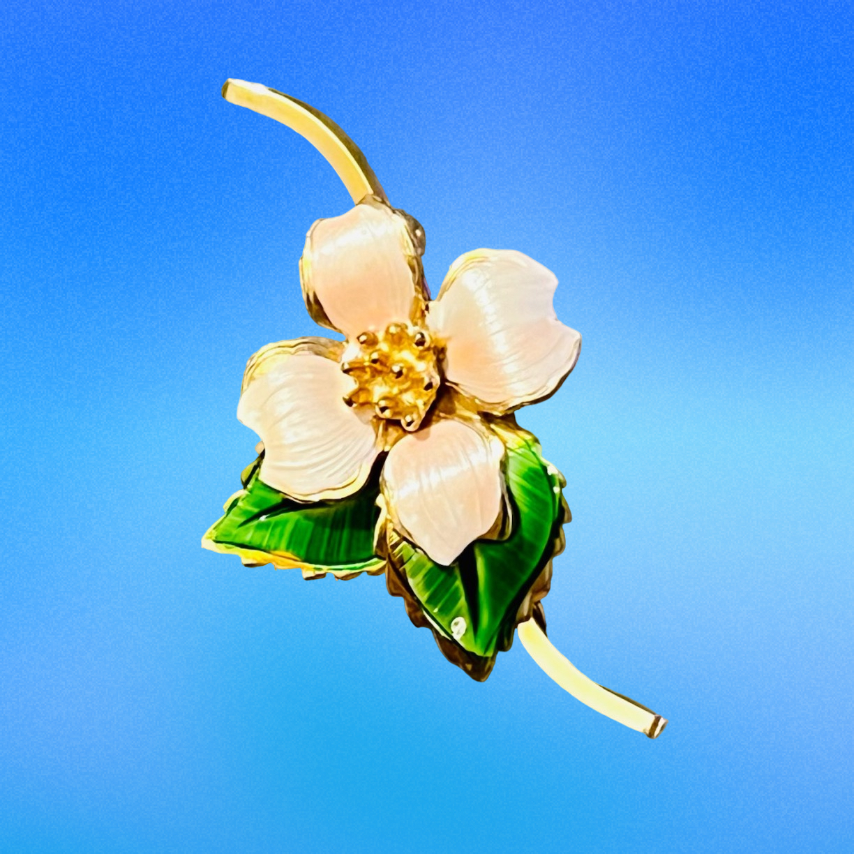 Vintage Giovanni Signed Pink Enamel Flower Brooch