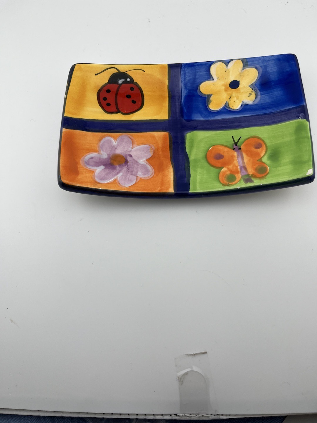 Colorful Tray w/ Feet. Tray is slightly curved.