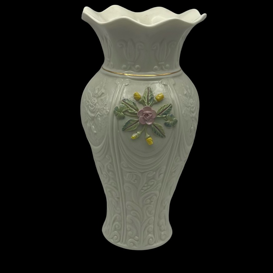 Belleek Romantic Rose Vase, Made In Ireland