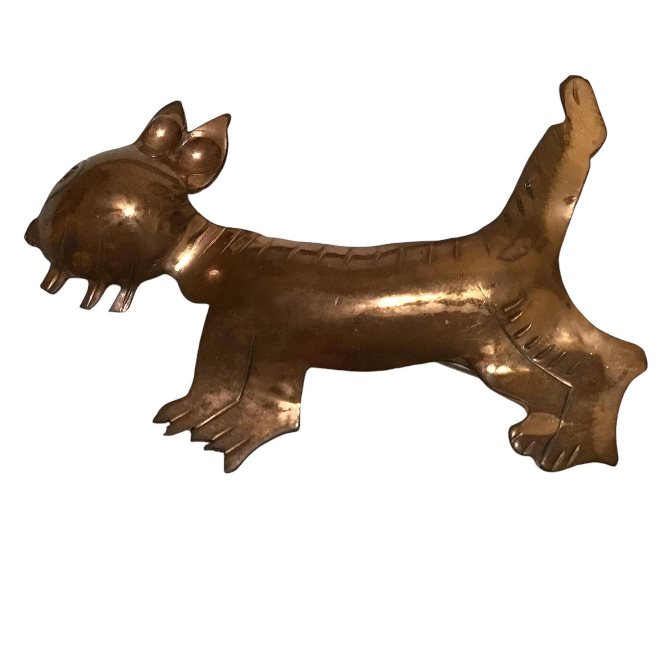 Handwrought by Temming Signed Copper Cat Brooch Pin Betty & Martin Koop ...