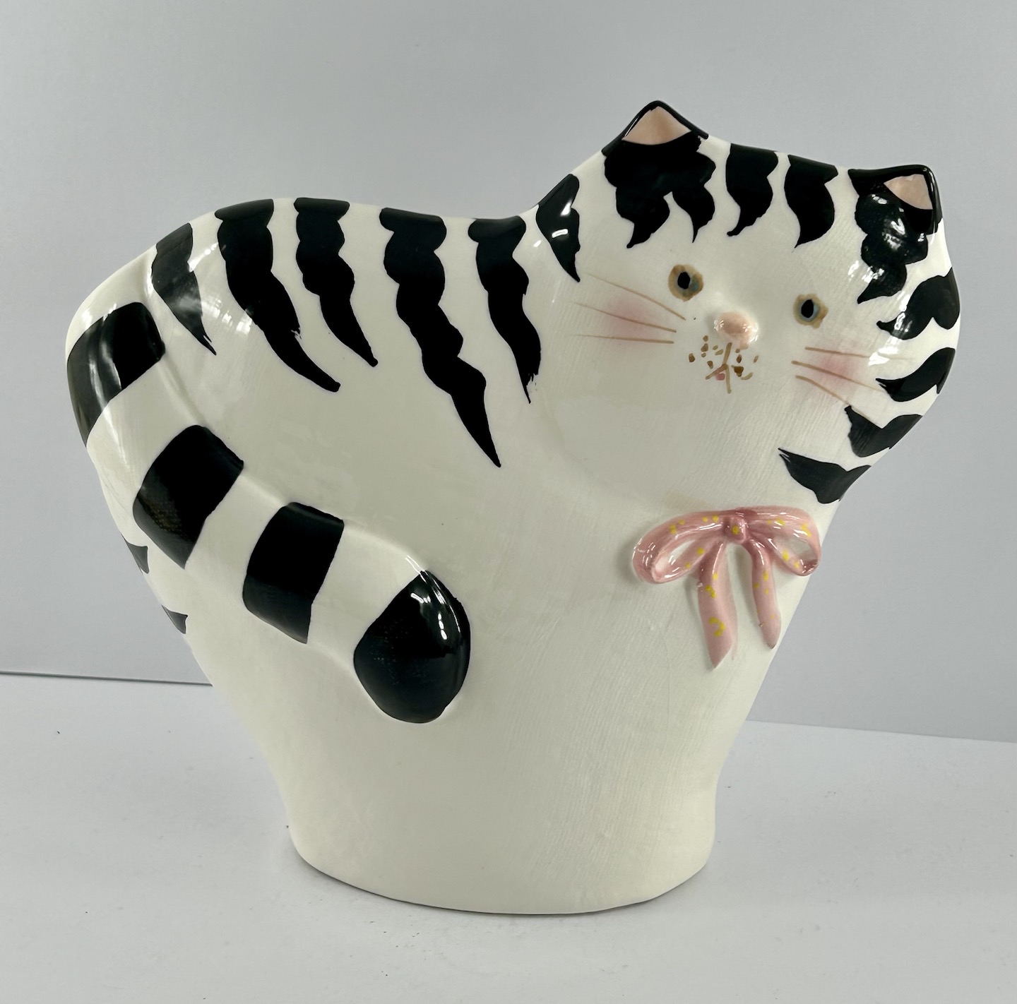 Large Sia Cute Striped Kitty Cat Figurine