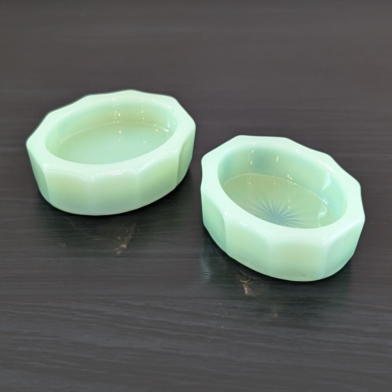 Vintage Pair of Summit Art Glass / Westmoreland Jade Glass Oblong Salt ...