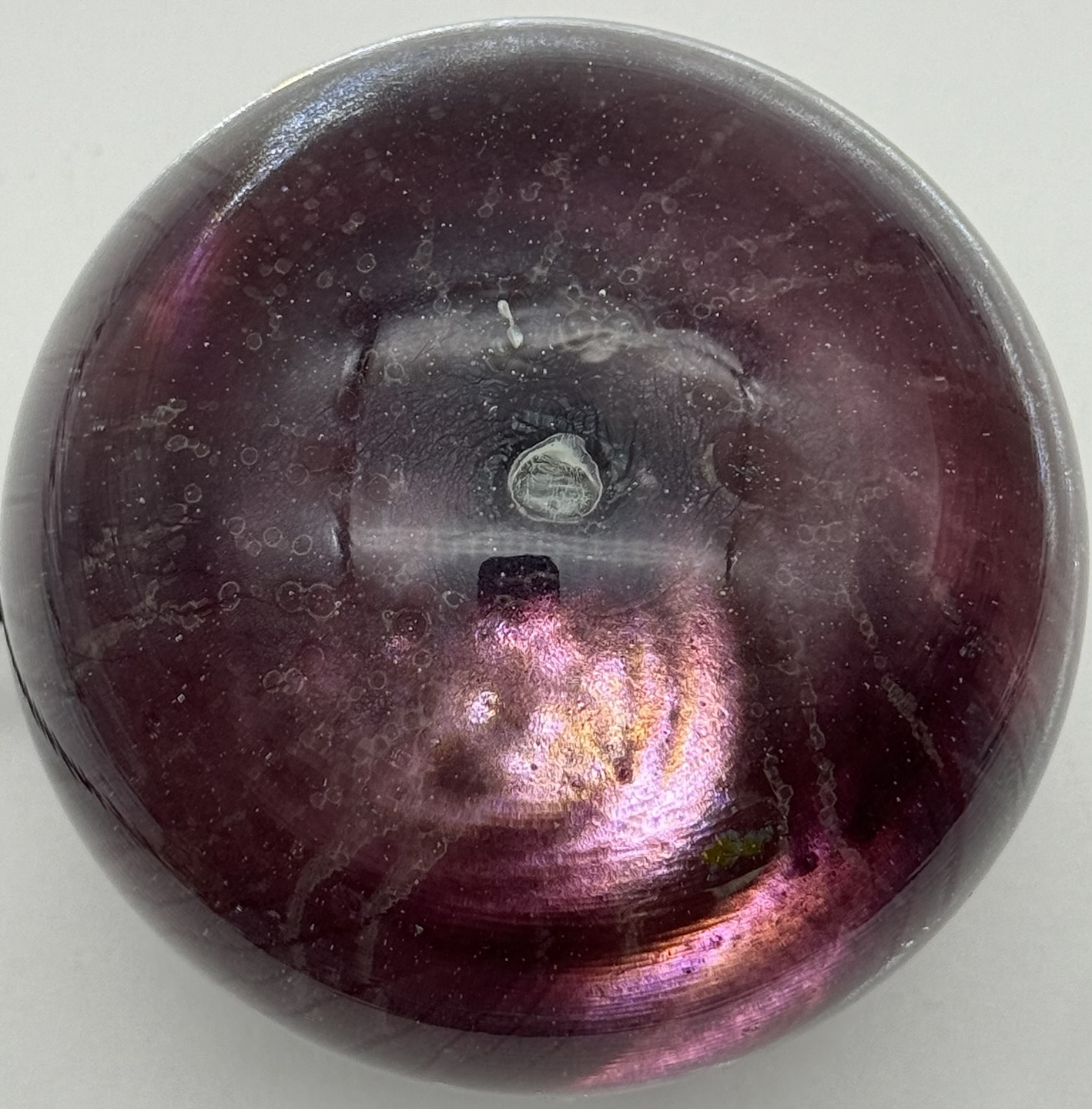 Robert Coleman Veiled Purple Paperweight with Center Bubble