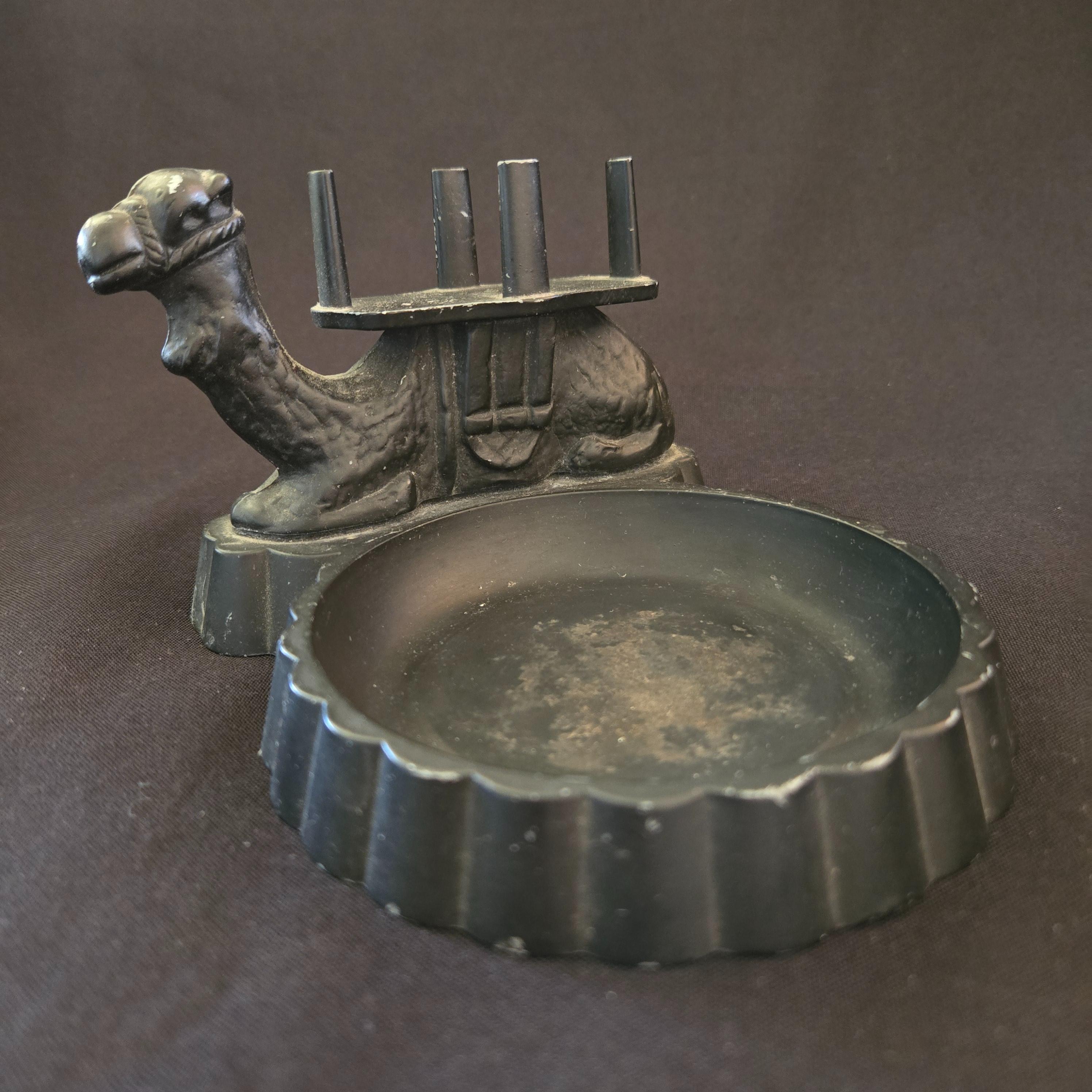 Camel Ashtray Black Cast Metal Stand with Cigarette Box Holder ...