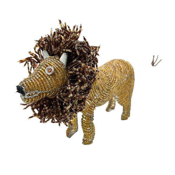 Large Glass Beaded Lion Figure from Grassroots by Beadworx Handmade ...