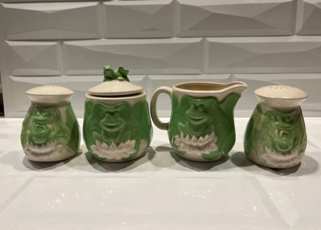 Retro Frog Sugar, Creamer, Salt & Pepper