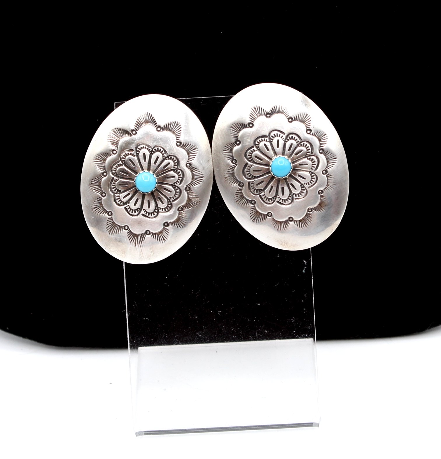 John Begay Navajo Dine' sterling silver turquoise concho pierced ...