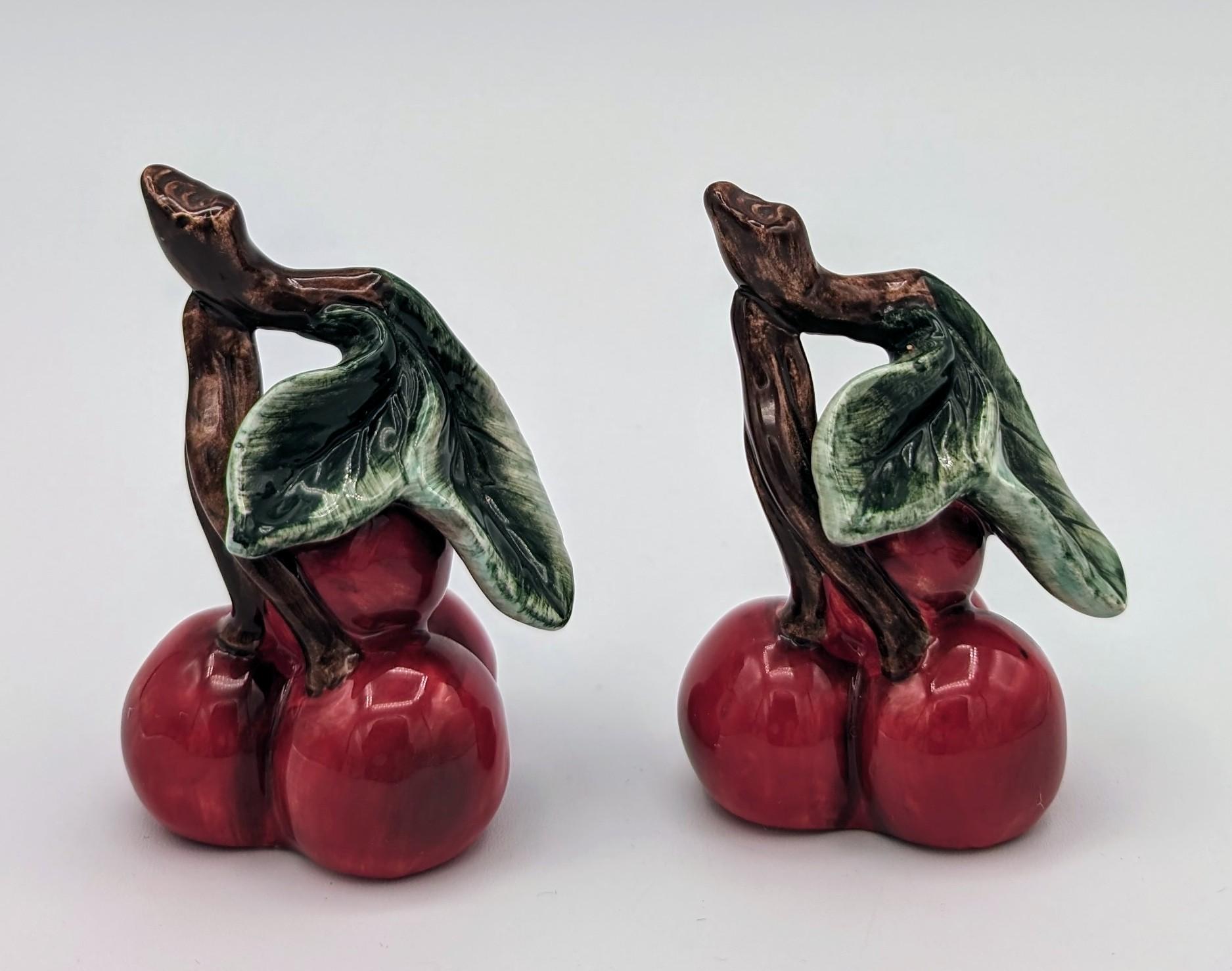 Appletree Designs Hand Painted Ceramic Cherries on Stems Salt & Pepper ...