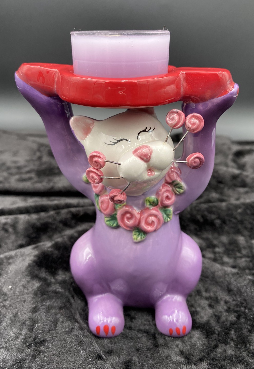 Amy Lacombe WhimsiClay Purple & Pink Cat, Willits #87418, Votive ...