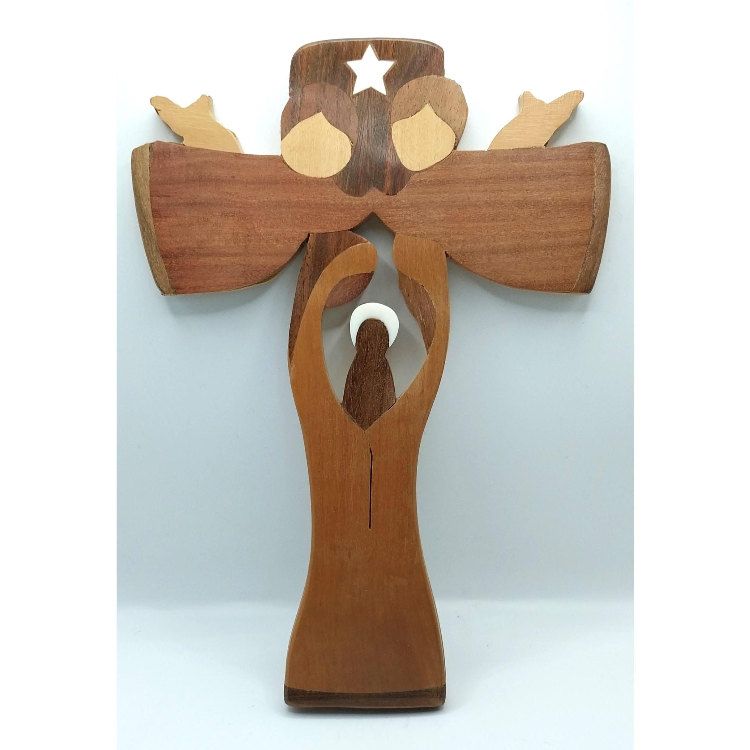 Vintage Handcrafted Argentinian Wooden Inlay Marquetry Angels Jesus ...