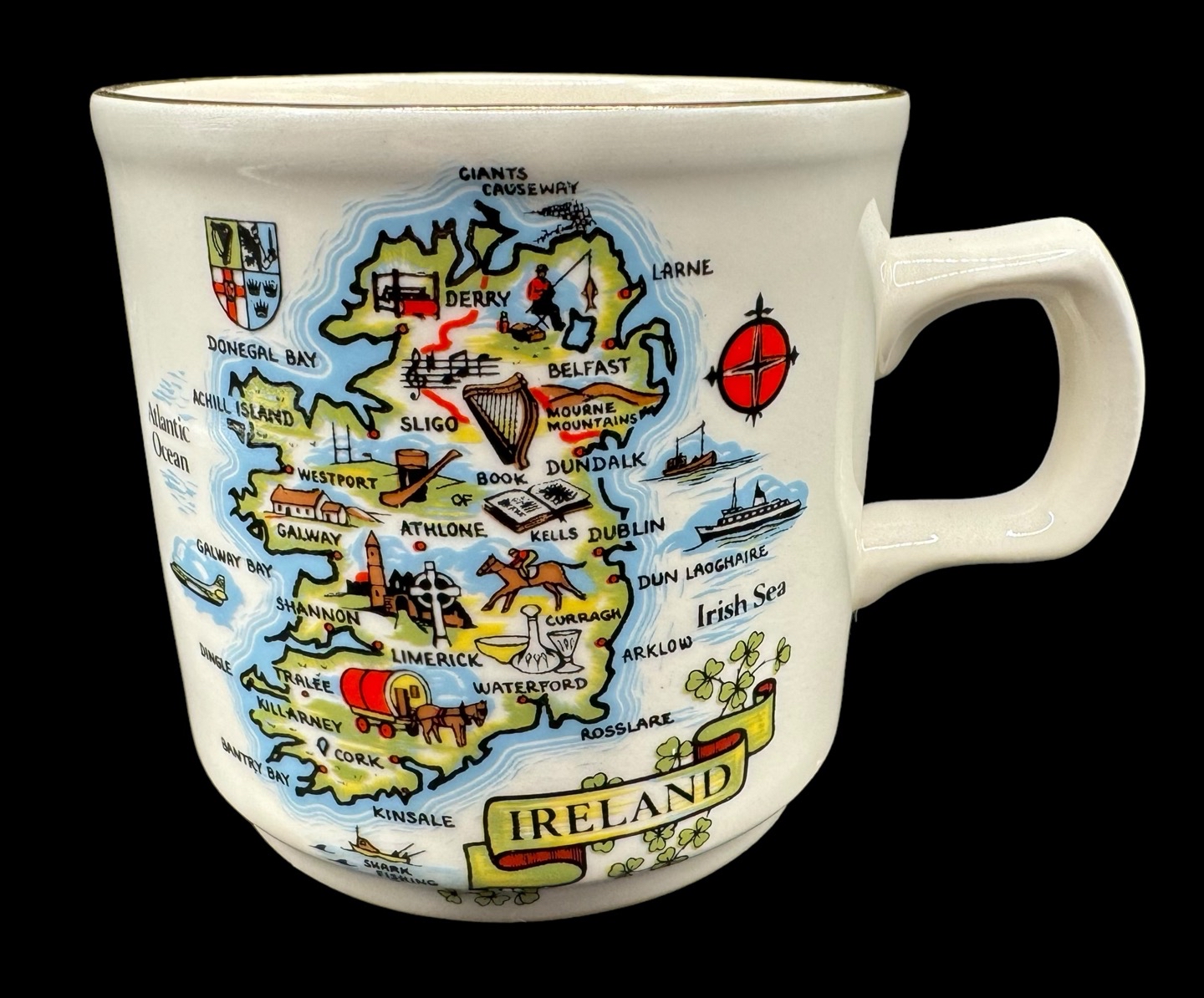 Irish Carrigdhoun Pottery Mug Cup Porcelain Cork Map Cork Ireland ...