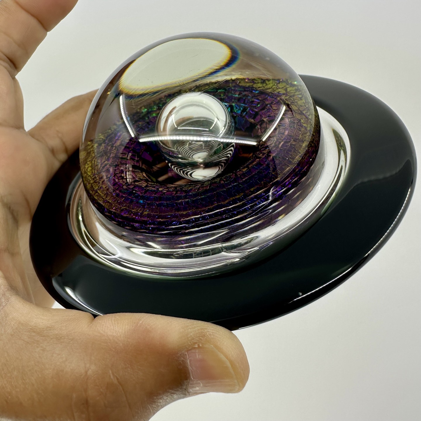 Vintage Correia Saturn Art Glass Paperweight Signed And Dated