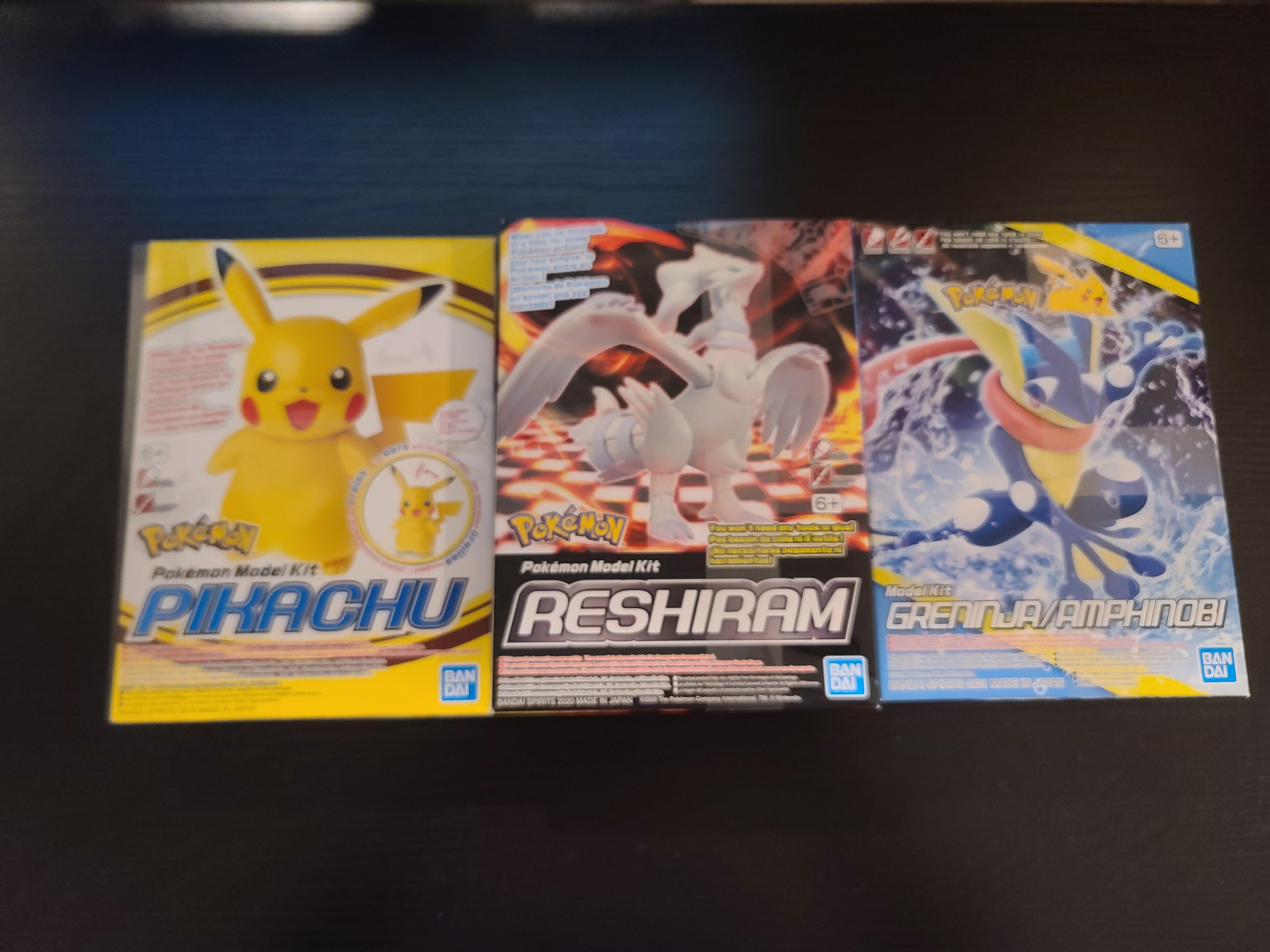 3 Pokemon model kits Bandai Pikachu Reshiram & Greninja New in Sealed Box
