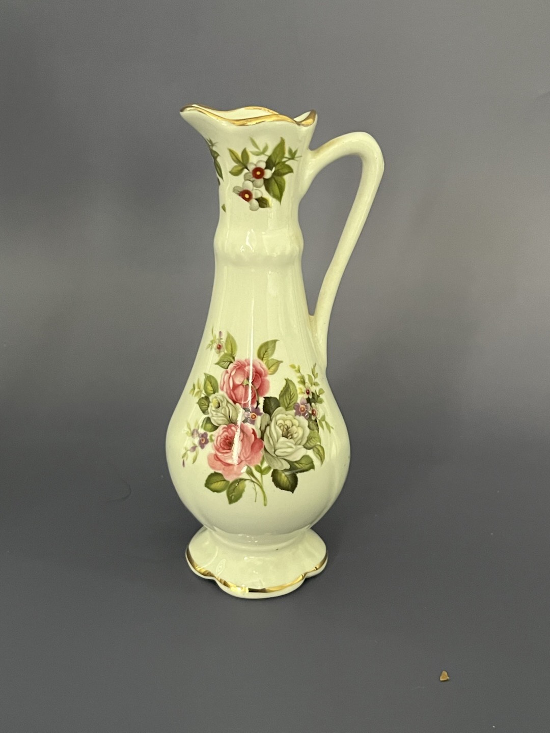 Vintage James Kent Old Foley Harmony Rose Pitcher Vase Floral Design