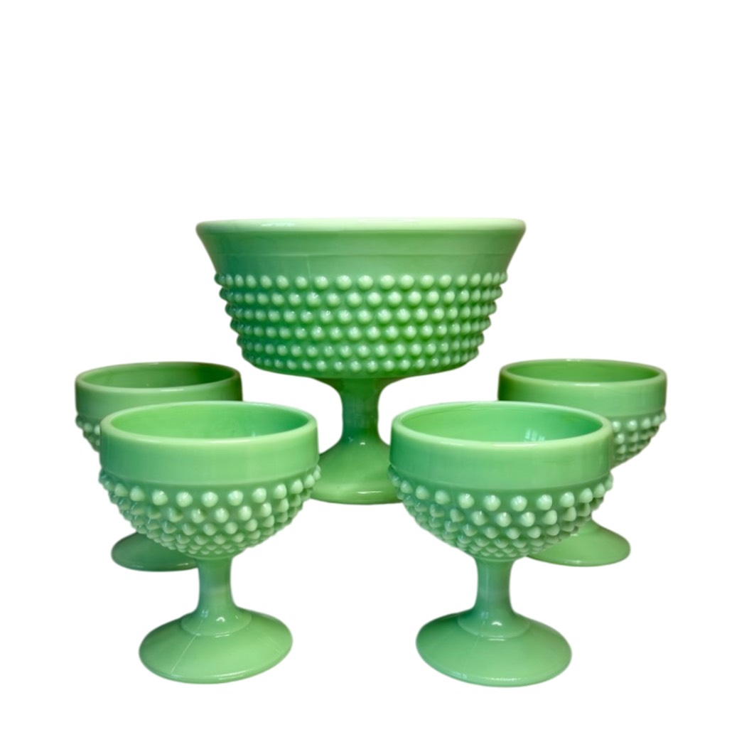 Jadeite Compote & 6 Dessert Cups L.E. Smith For Martha Stuart Mail ...