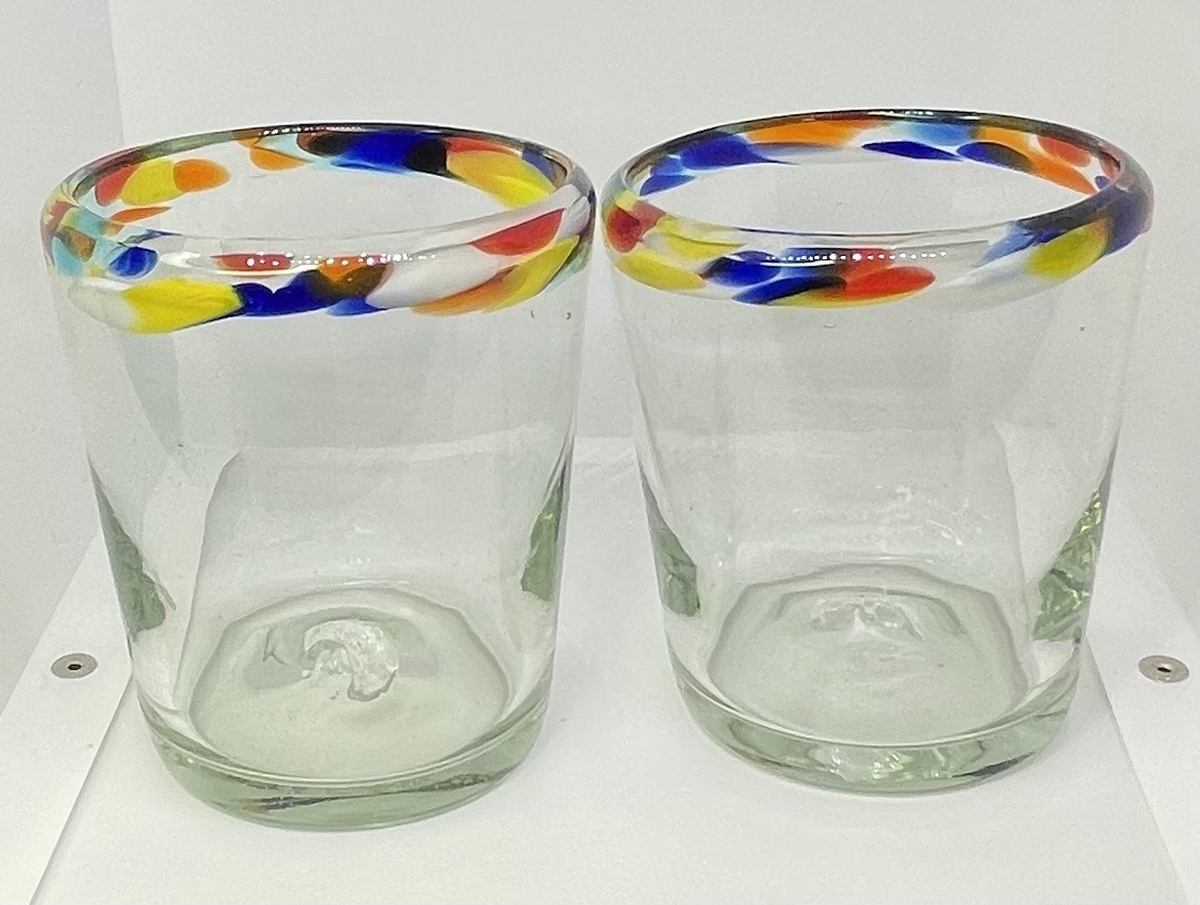 Novica Handblown Confetti Rimmed Glasses