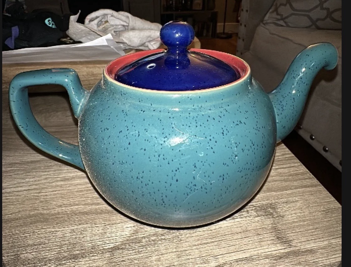 Vintage Denby England Harlequin Pattern Teapot