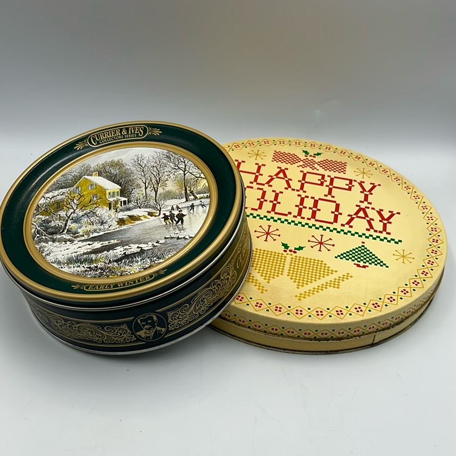 31 Pair Of Holiday Tins Full Of Vintage Buttons