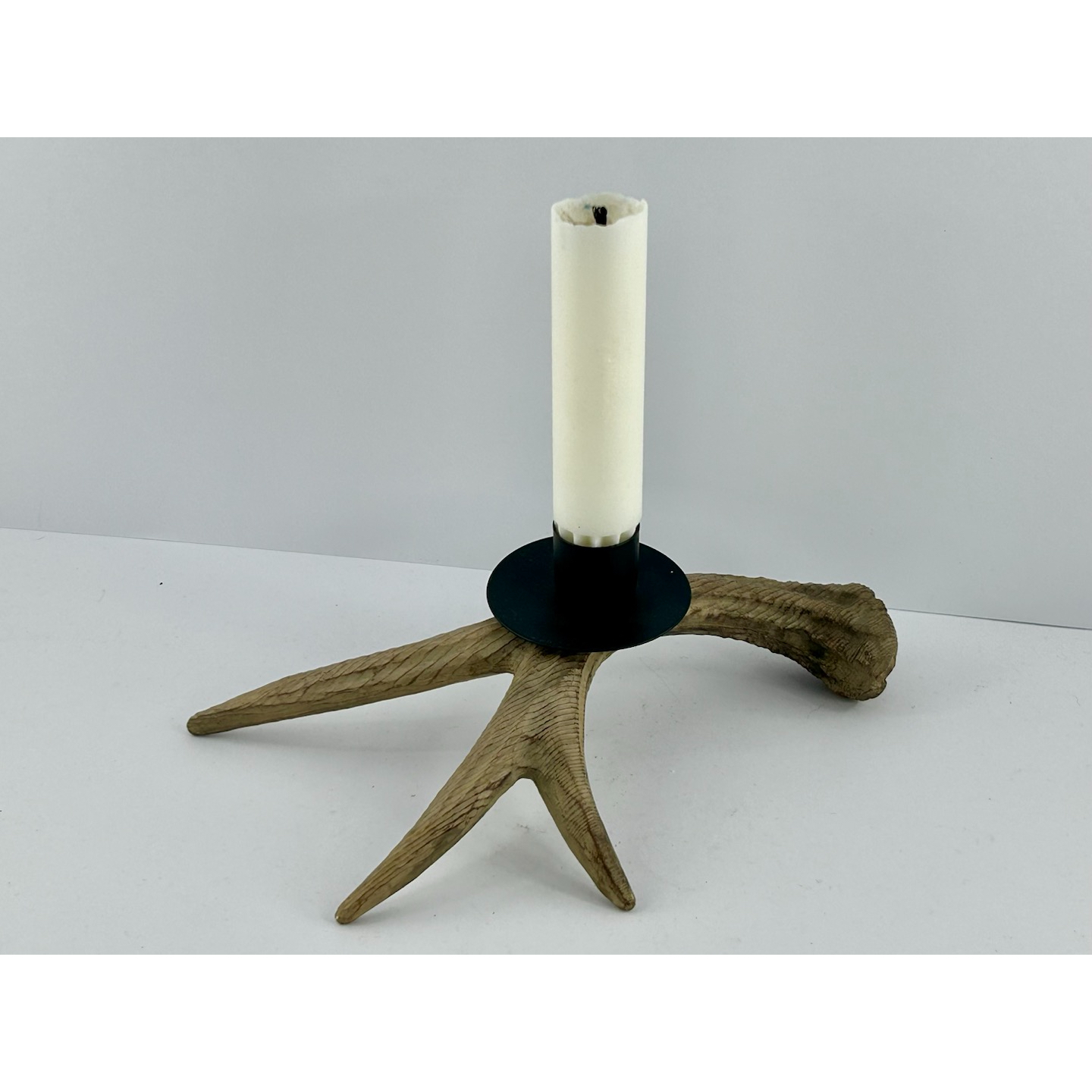 Vintage Folk Art Native Sami Reindeer Antler Candle Holder Sweden
