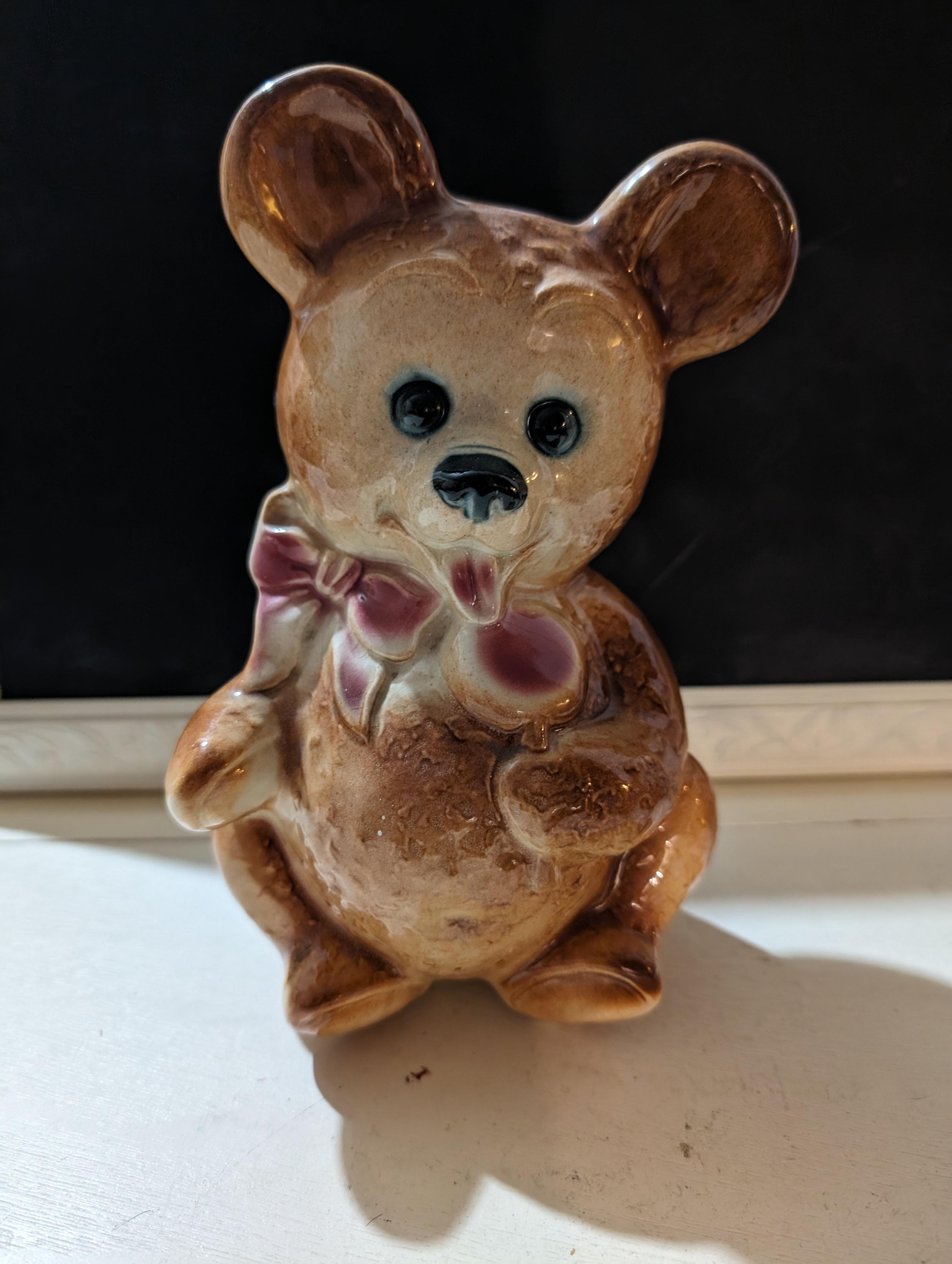 Royal Copley Teddy Bear With Lollipop Planter