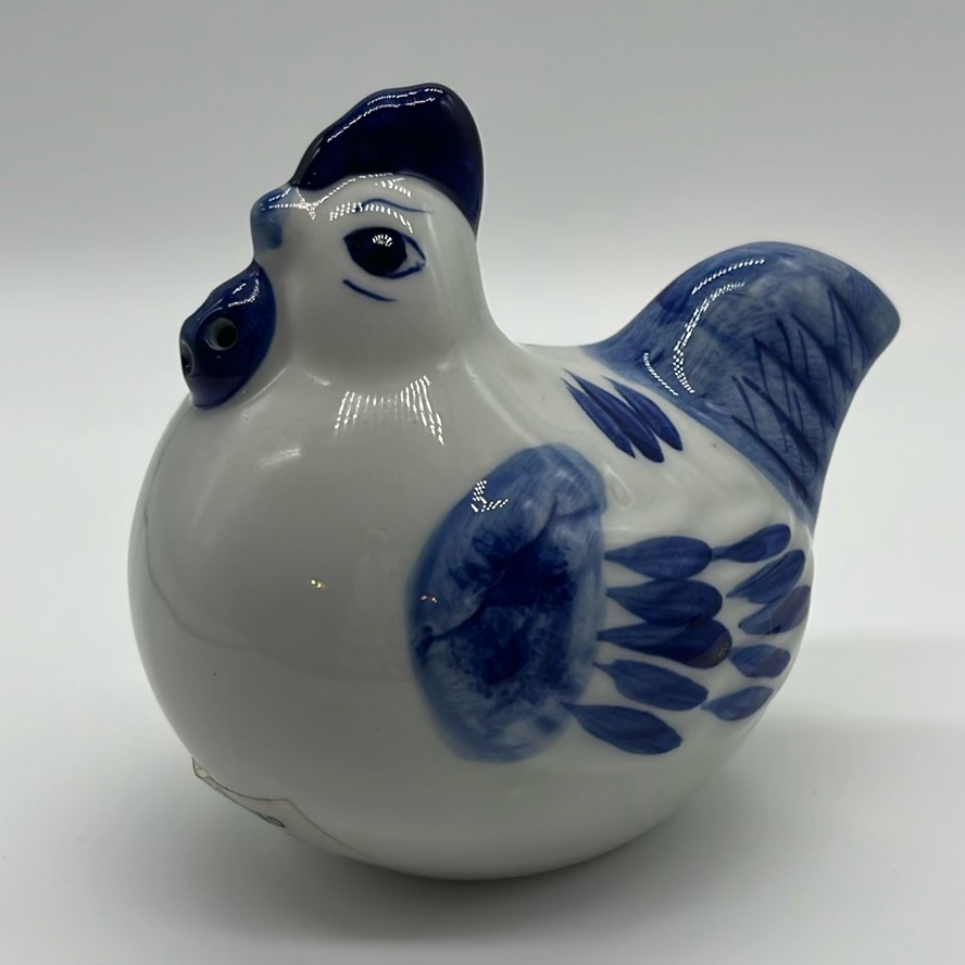 Chicken Shaker, Blue Ceramic
