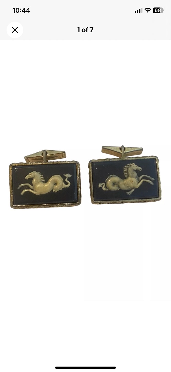 Large Devil Tail Horse Cufflinks cuff links Incolay SIGNED Mythical ...