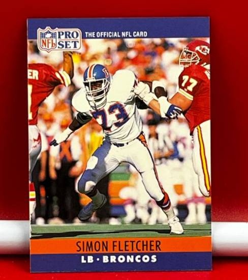 1990 NFL Pro Set Collector Football Trading Card Broncos Simon Fletcher #89