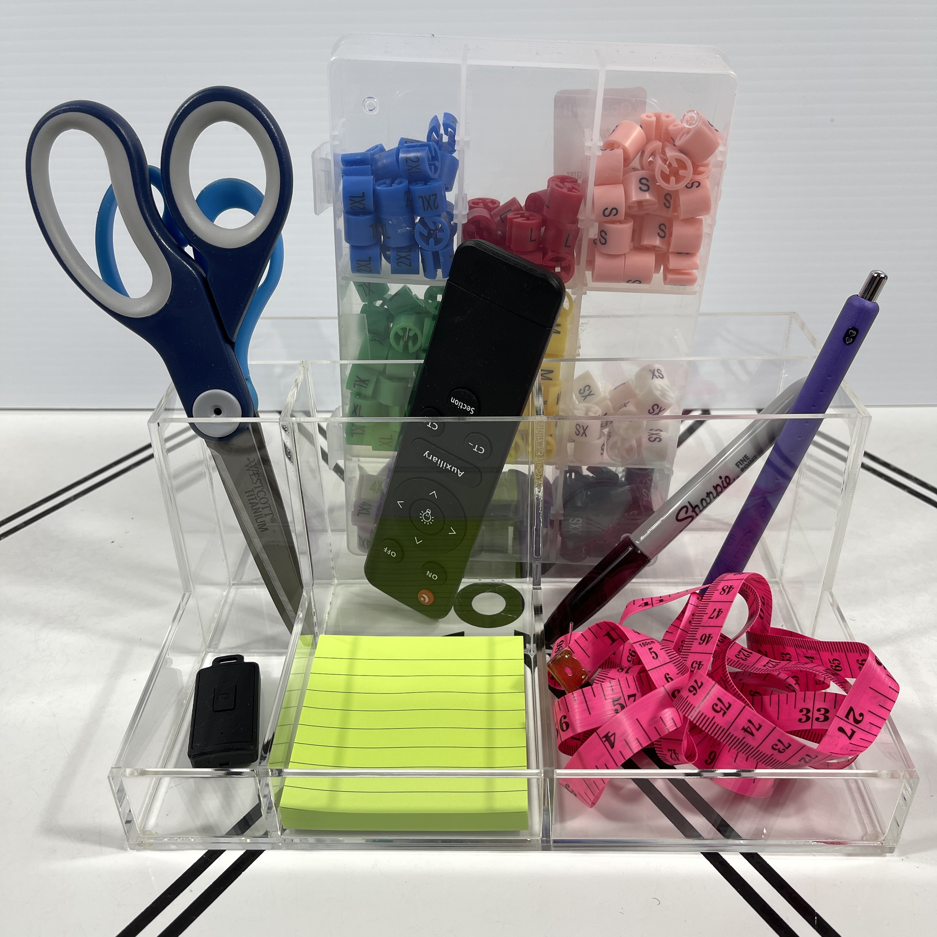 Clear Acrylic Desk Organizer 8 Compartment Makeup Office Storage Caddy