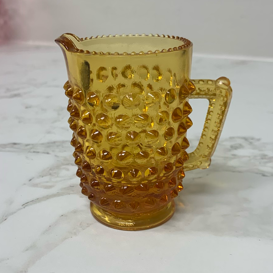 Vintage Fenton Colonial Amber Hobnail Mini Creamer