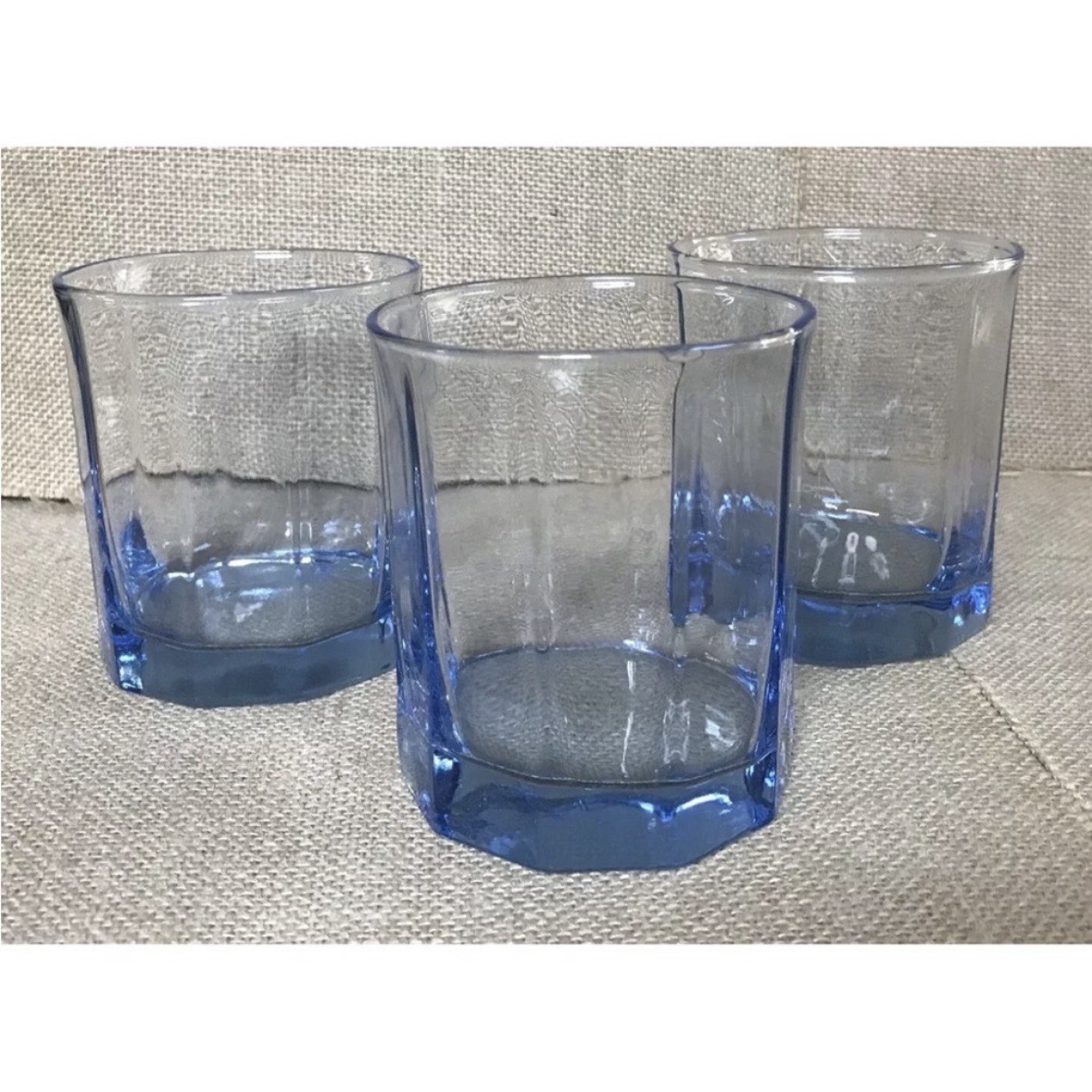 Vintage Anchor Hocking Tinted Blue Juice Glass Set Mid Century Modern ...