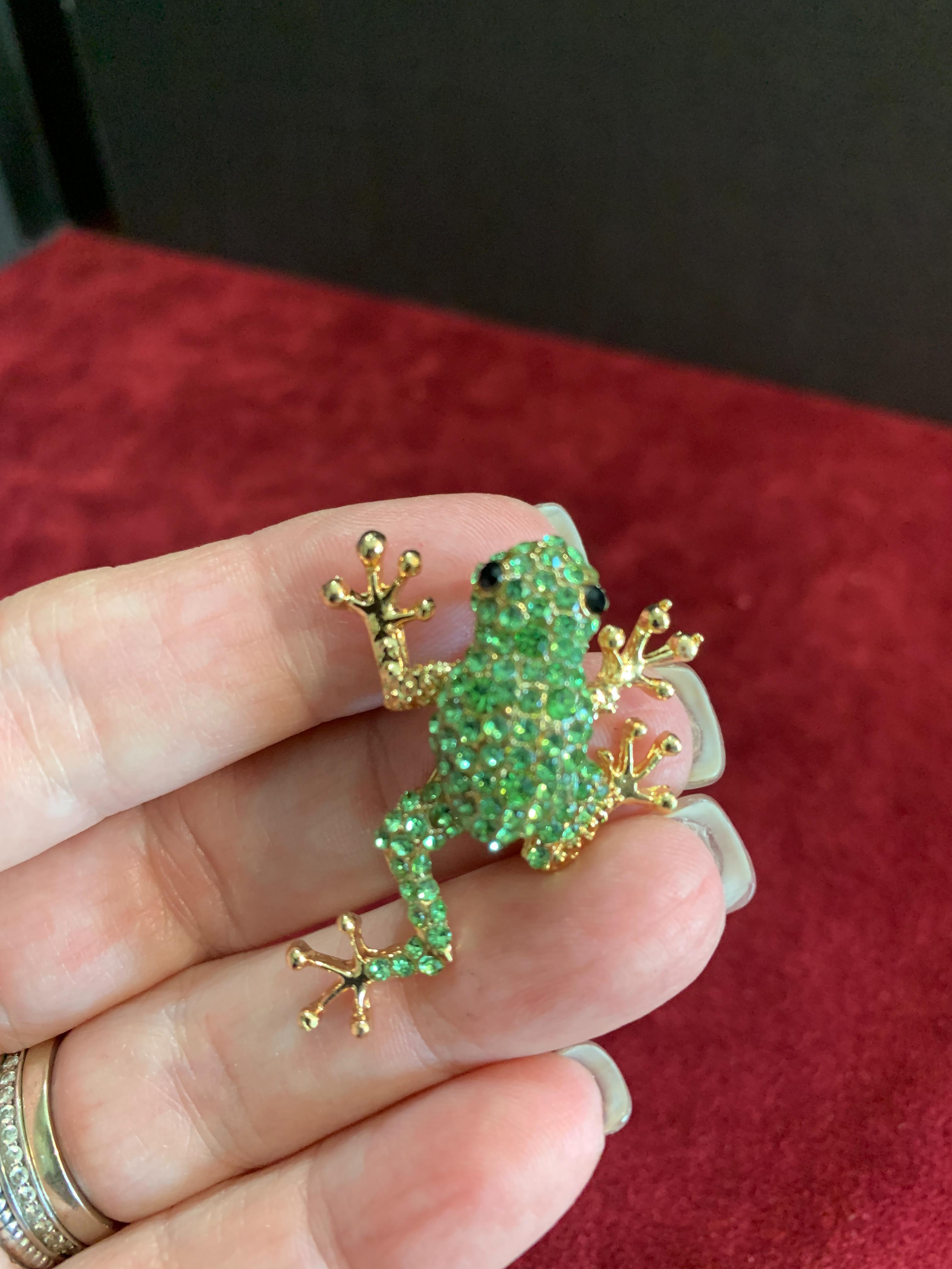 Rhinestone Frog Pin