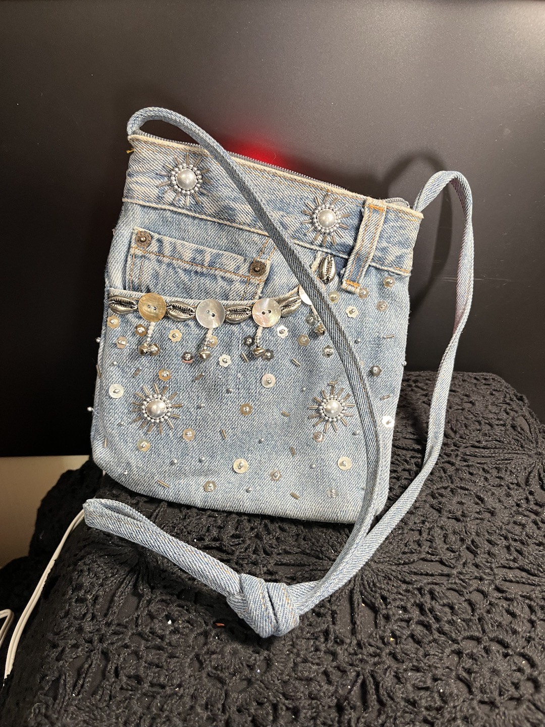 Blinged Out Denim Pocket Purse