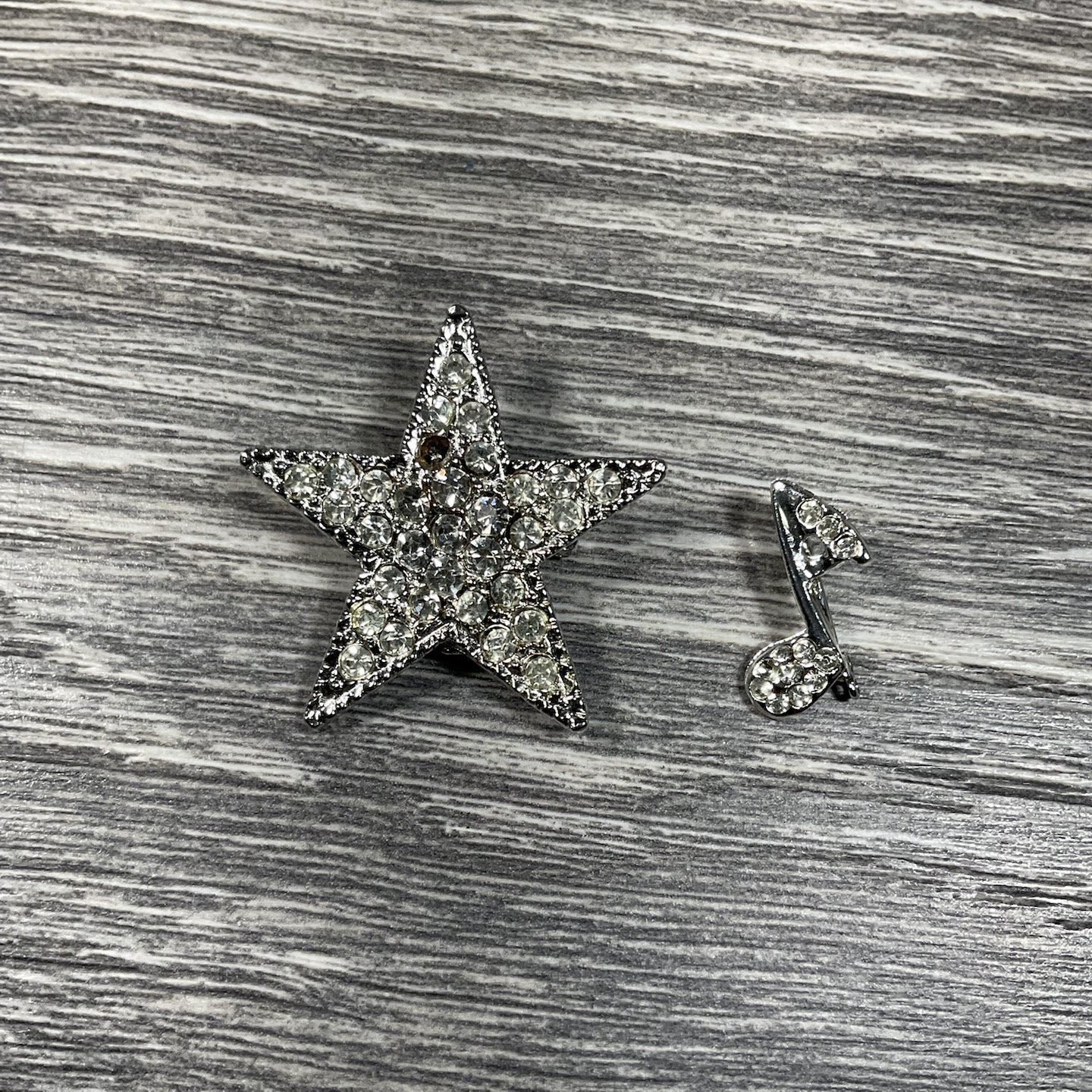 VTG Star & Music Note Brooches - Each Missing 1 Stone - Unmarked