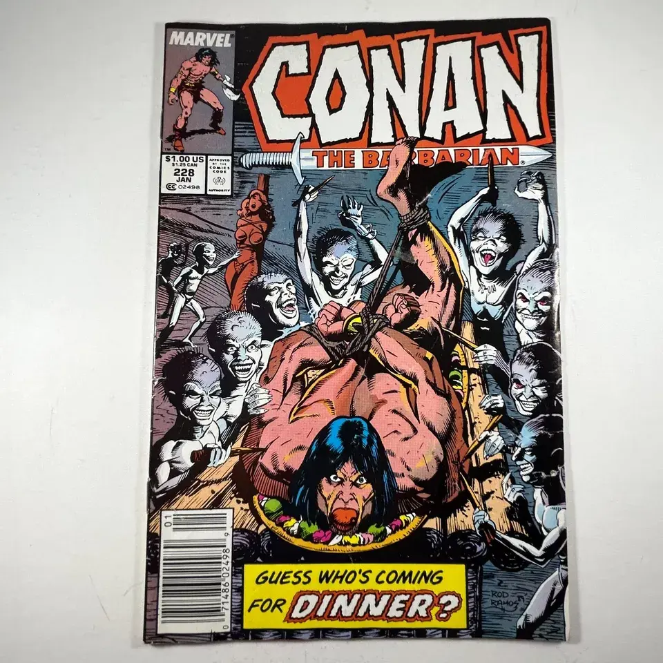 Conan the Barbarian #228 Marvel Comic Book Red Teeth January 1990 Bondage Cover - C17